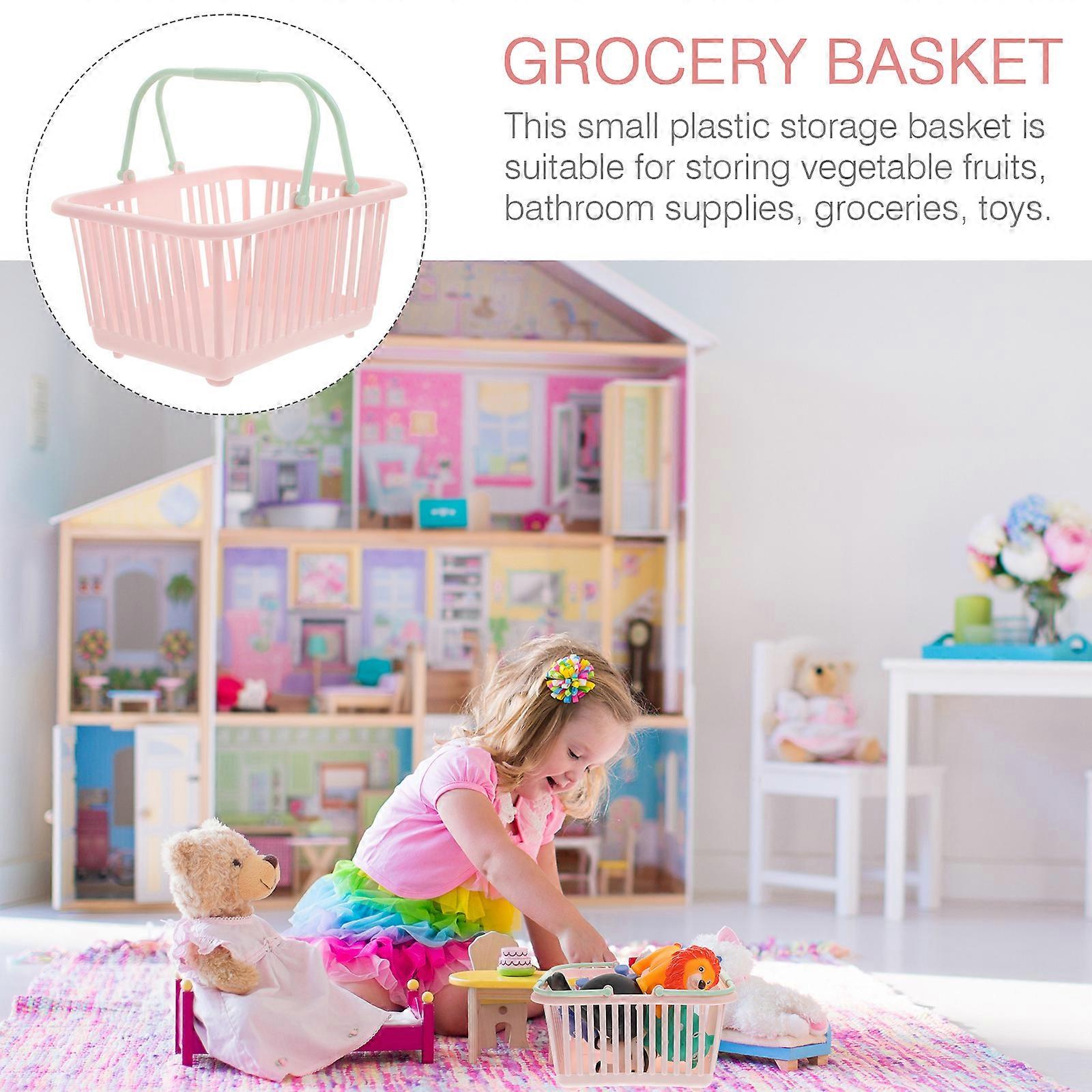 3pcs Small Toy Basket Plastic Baskets with Handles Compact Desktop ...