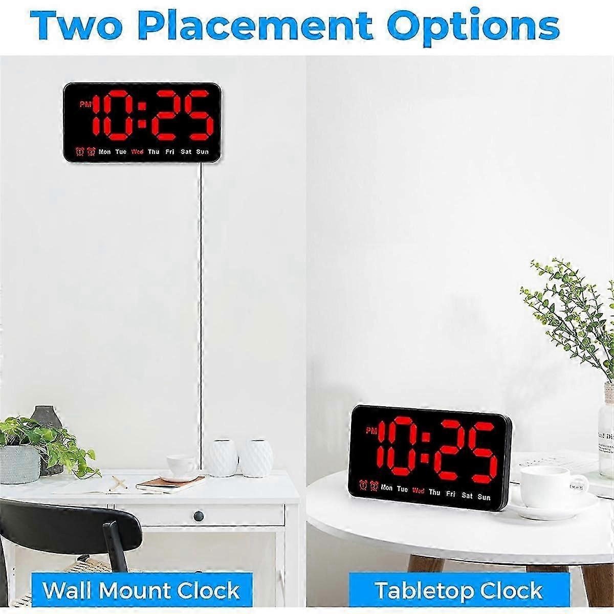 Digital Wall Clock, 9inch Led Digital Clock Display With 12/24h, Big ...