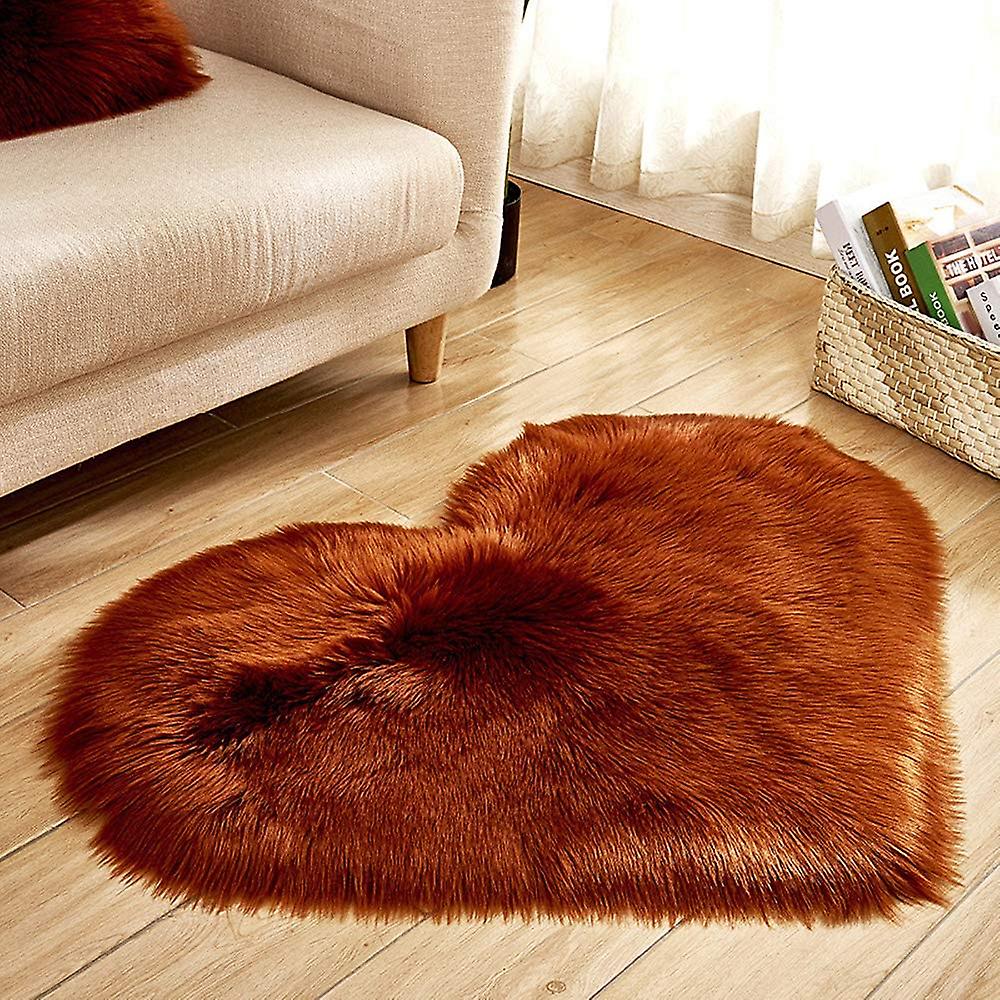 Winter Rug Solid Color Wool Imitation Heart Shape Love Plush Deco ...