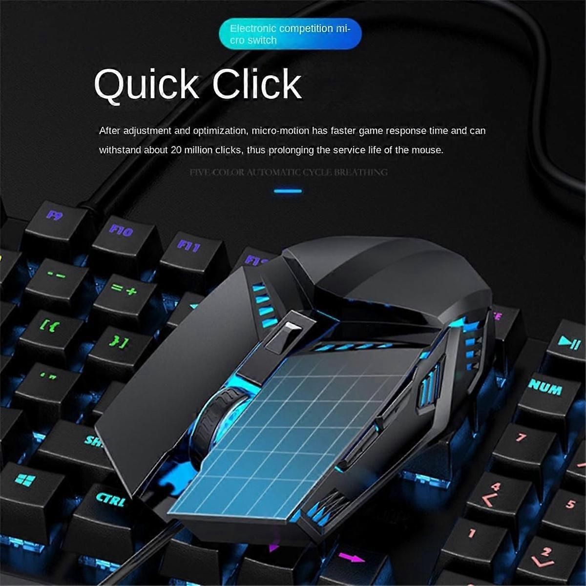 Wired Gaming Mouse Computer Mice Mechanical Silent 6 Keys USB Braided ...