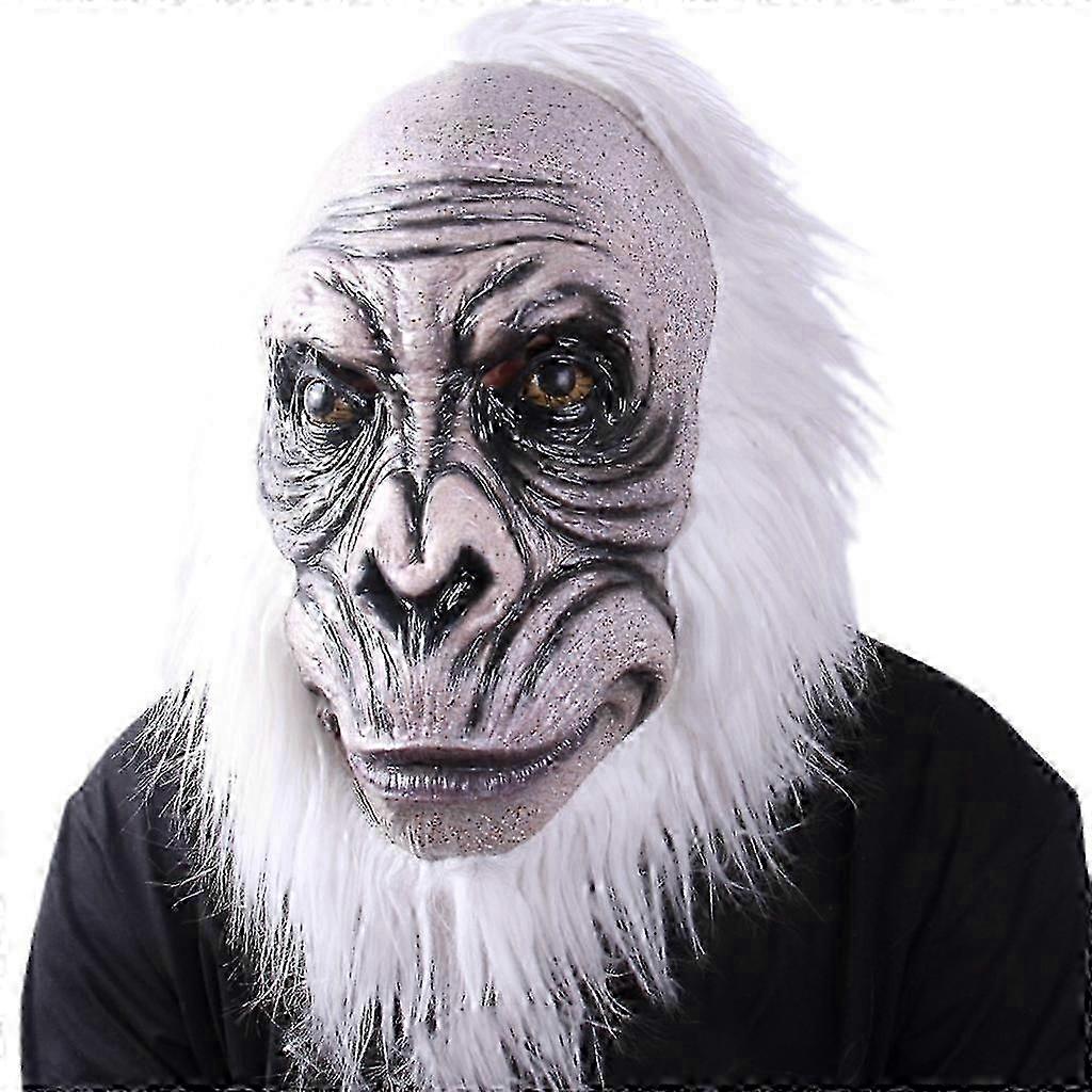 Animal Baboon for Head Mask Latex Monkey Gorilla Helmet with White Hair ...