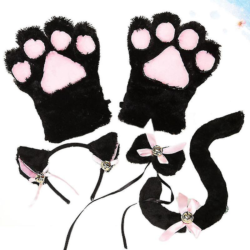 5 Pcs Creative Cat Cosplay Costume Kitten Tail Ears Collar Paws Gloves ...