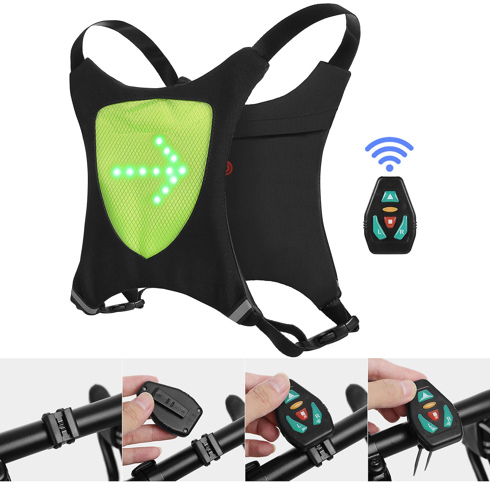 Double-sided Led Turn Signal Vest Bike Pack With Wireless Remote ...