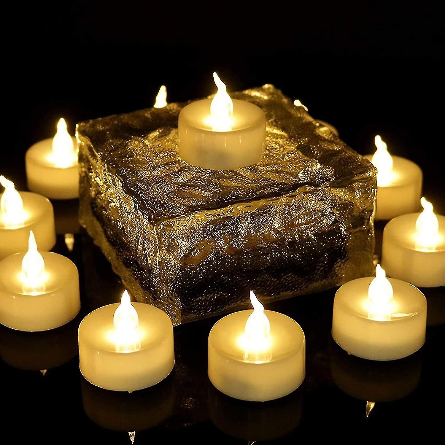 Led Candle Light Smart Timing,built-in Button Battery Warm White 12pcs ...