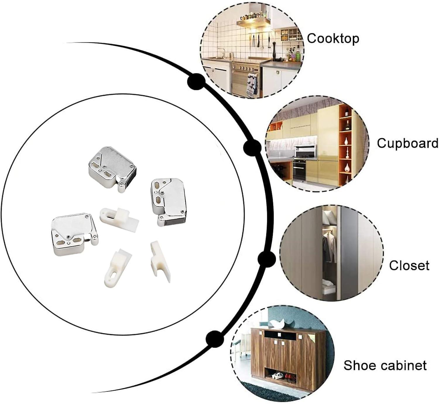 6 Pieces Mini Touch Latches, Spring Loaded Cabinet Lock, Automatic Mini ...
