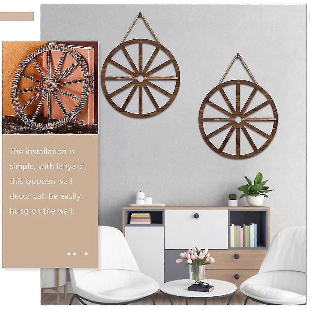 4pcs Vintage Wooden Wheel Hanging Decor Bar Wall Mount Wagon Wheel ...
