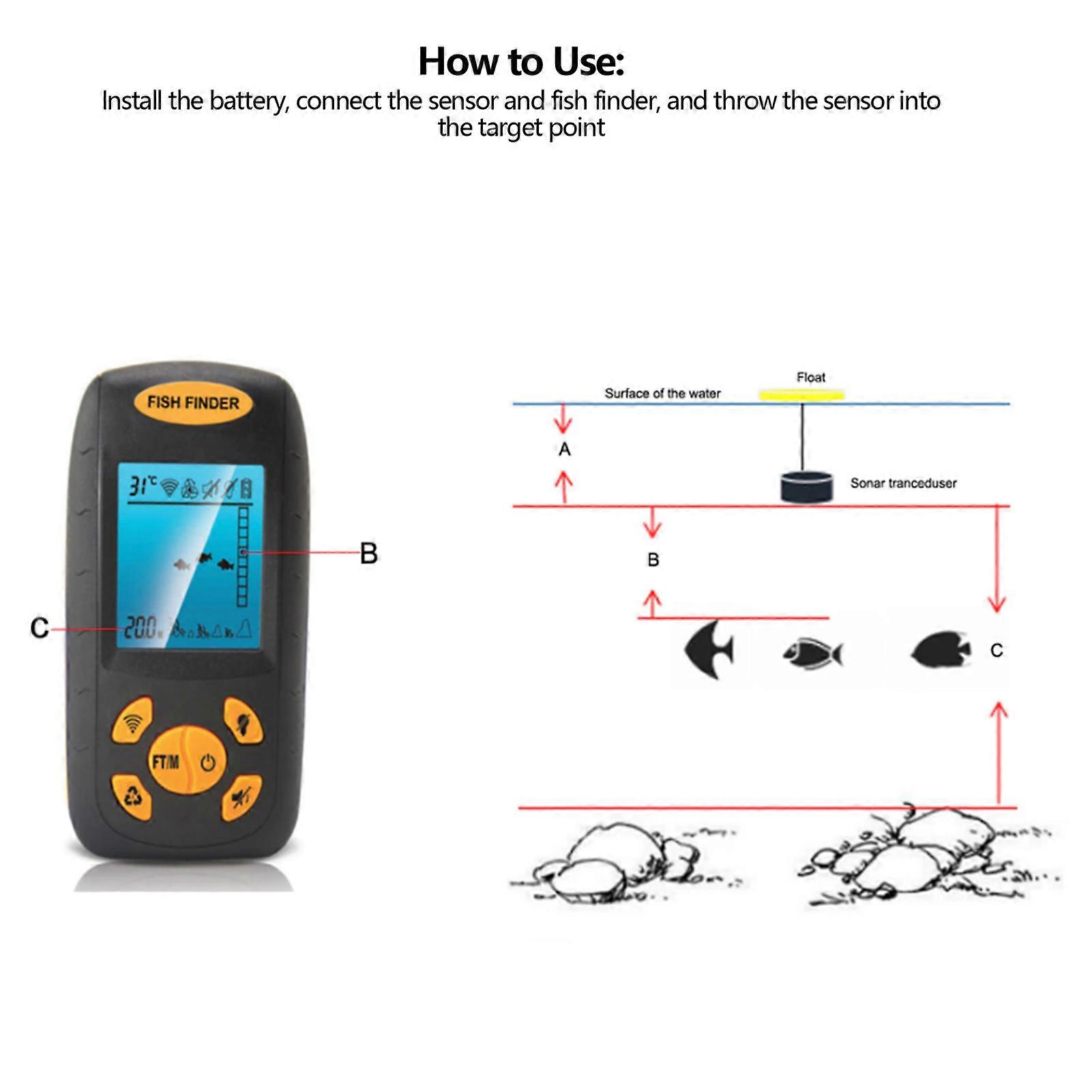 Fish Finder Wireless LCD Visual Handheld Sounder Alarm Fishing ...