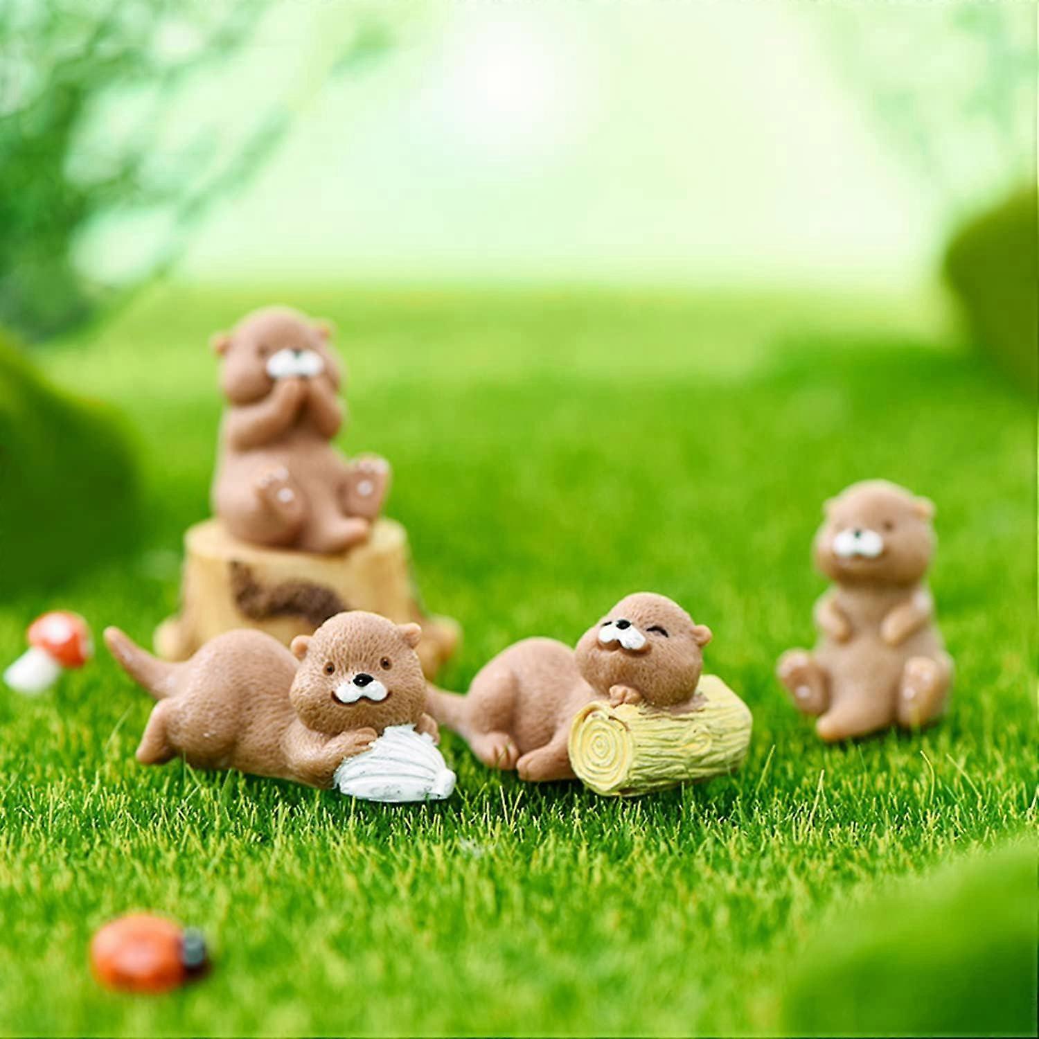 8pcs Miniature Otter Statue Small Animal Shape Decoration DIY Micro ...