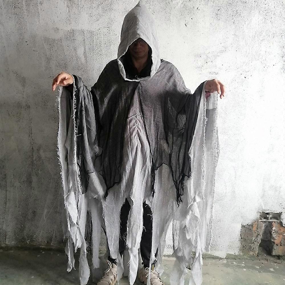 Grim Reaper Halloween Costume Adult Scary Cloak Men Hooded Terror Robe ...