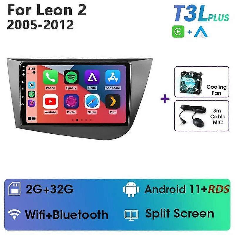 JMCQ 2Din Android 12 Car Radio For Seat Leon 2 MK2 2005-2012 Multimedia ...