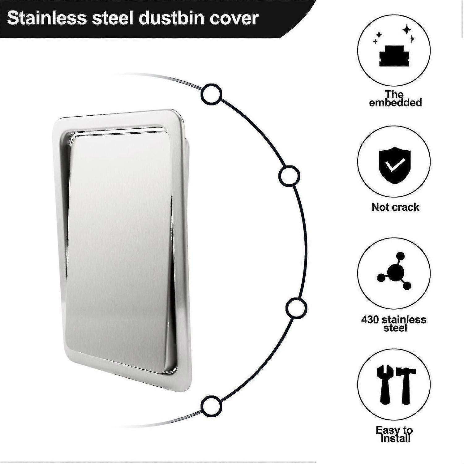 Stainless Steel Garbage Flap Lid Trash Bin Cover Flush Built-in Balance ...