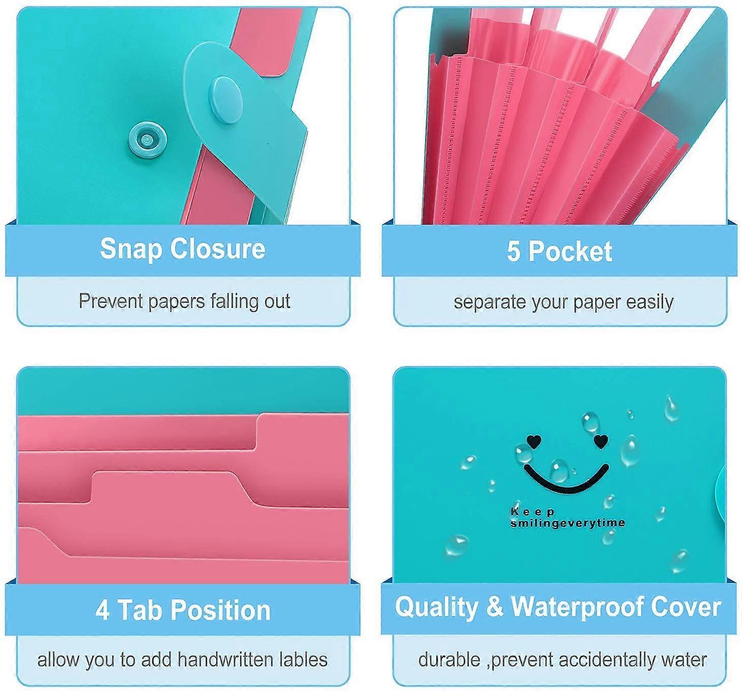 5 Pack Expanding File Folders Accordion Document Organizer, Letter A4 ...