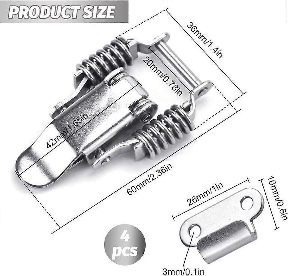 4 PCS Stainless Steel Spring Lever Latch Tension Latch Toggle Tension ...