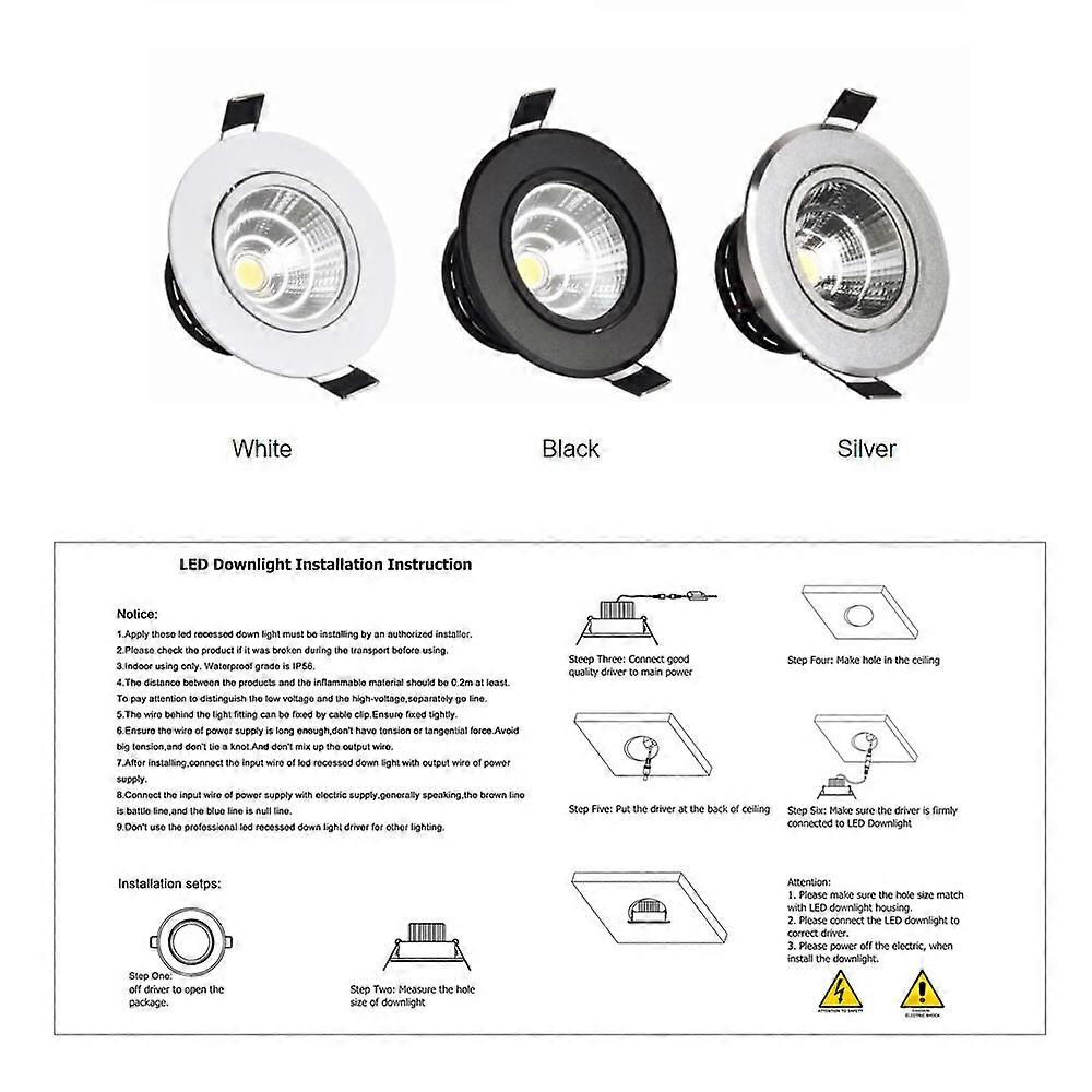 COB Spot led Downlight it Dimbar Silver Vit Svart Profil mini 3W 5W 7W ...