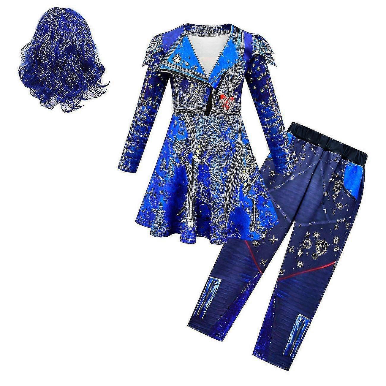 Blue Audrey Costumes Set Girl Halloween Costumes Kids Party Evie Descendants 3 Mal Cosplay ...