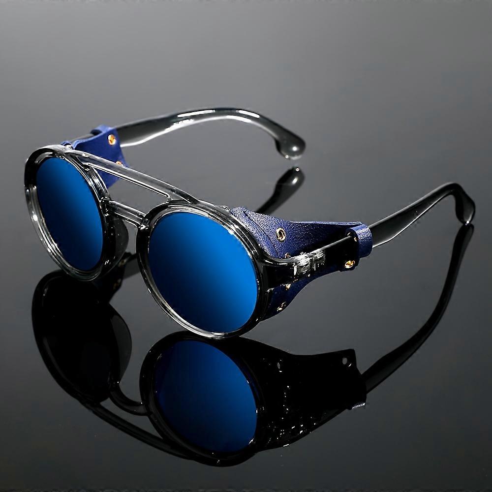 KEITHION, Retro Premium Cool Steampunk Round Sunglasses, With PU ...