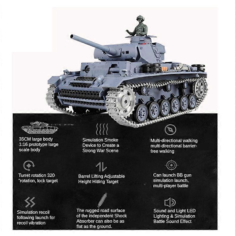 1/16 RC Tank 3848 with Launch Recoil Remote Control Metal Tank ...