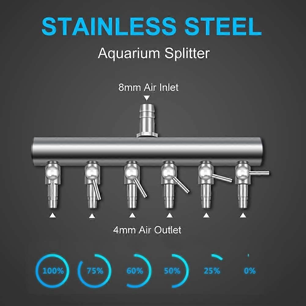 Aquarium Air Flow Splitter Fish Tank Stainless Steel Air Pump ...