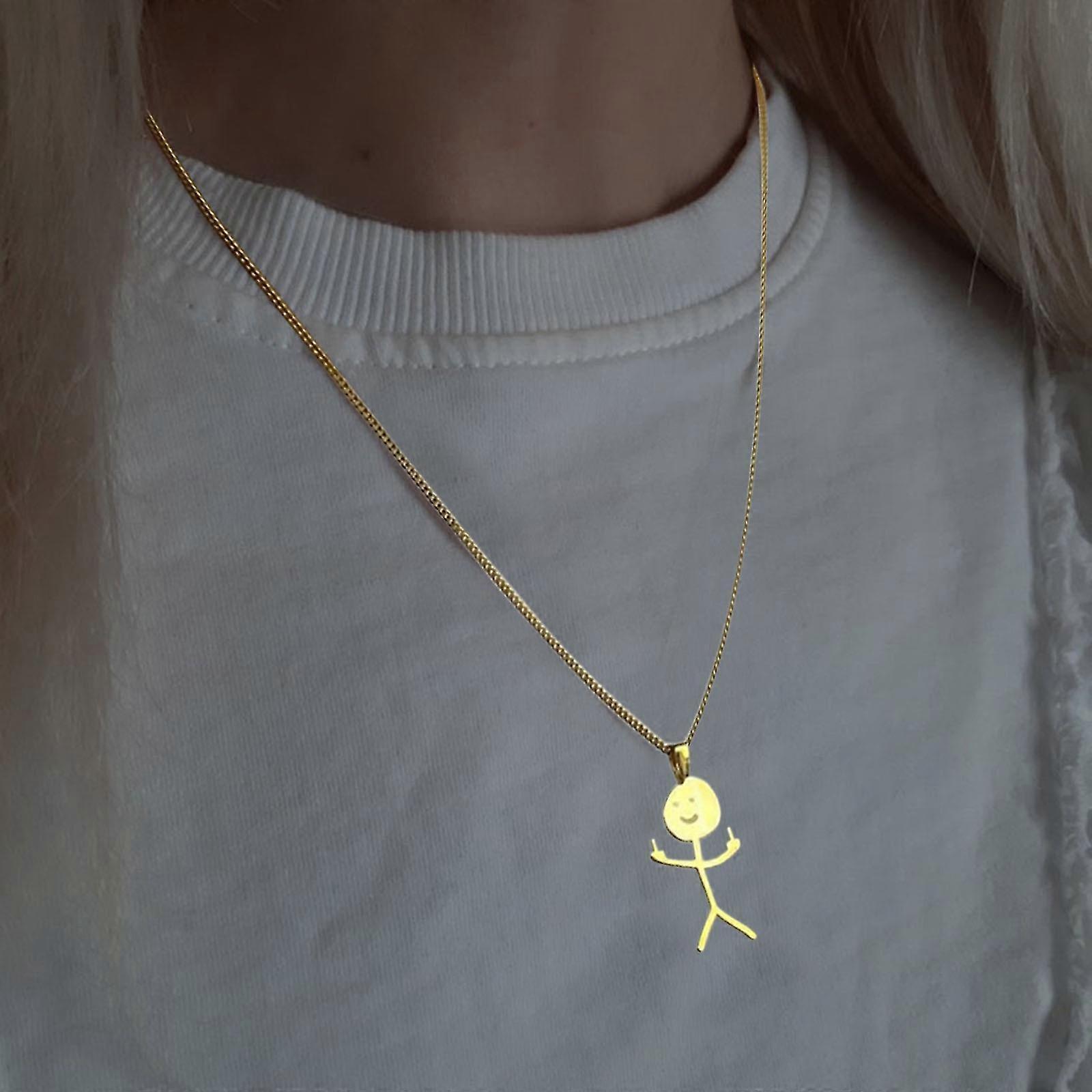 2022 Funny Doodles Necklace, Personalized Unique Gift For Women Handmade Necklace Long Distance ...