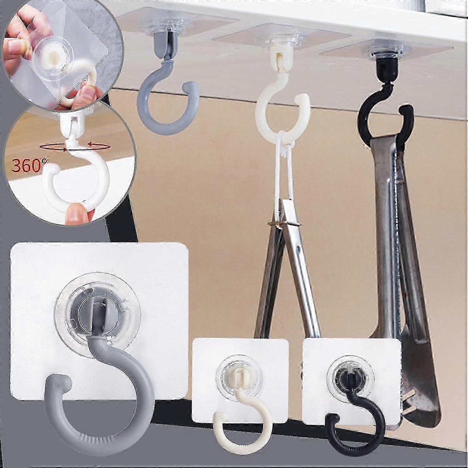 20pcs Adhesive Wall Ceiling Hooks, 360 Rotating Ceiling Hanger Hooks ...