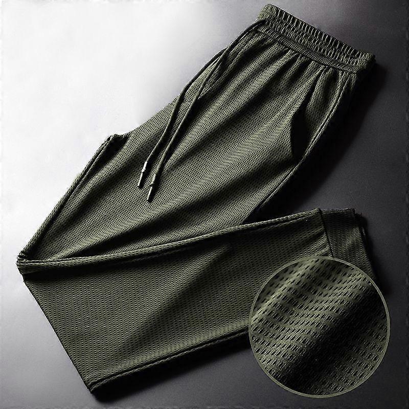 Men's Summer Ice Silk Pants Mesh Breathable Casual Thin Quick Dry Pants ...