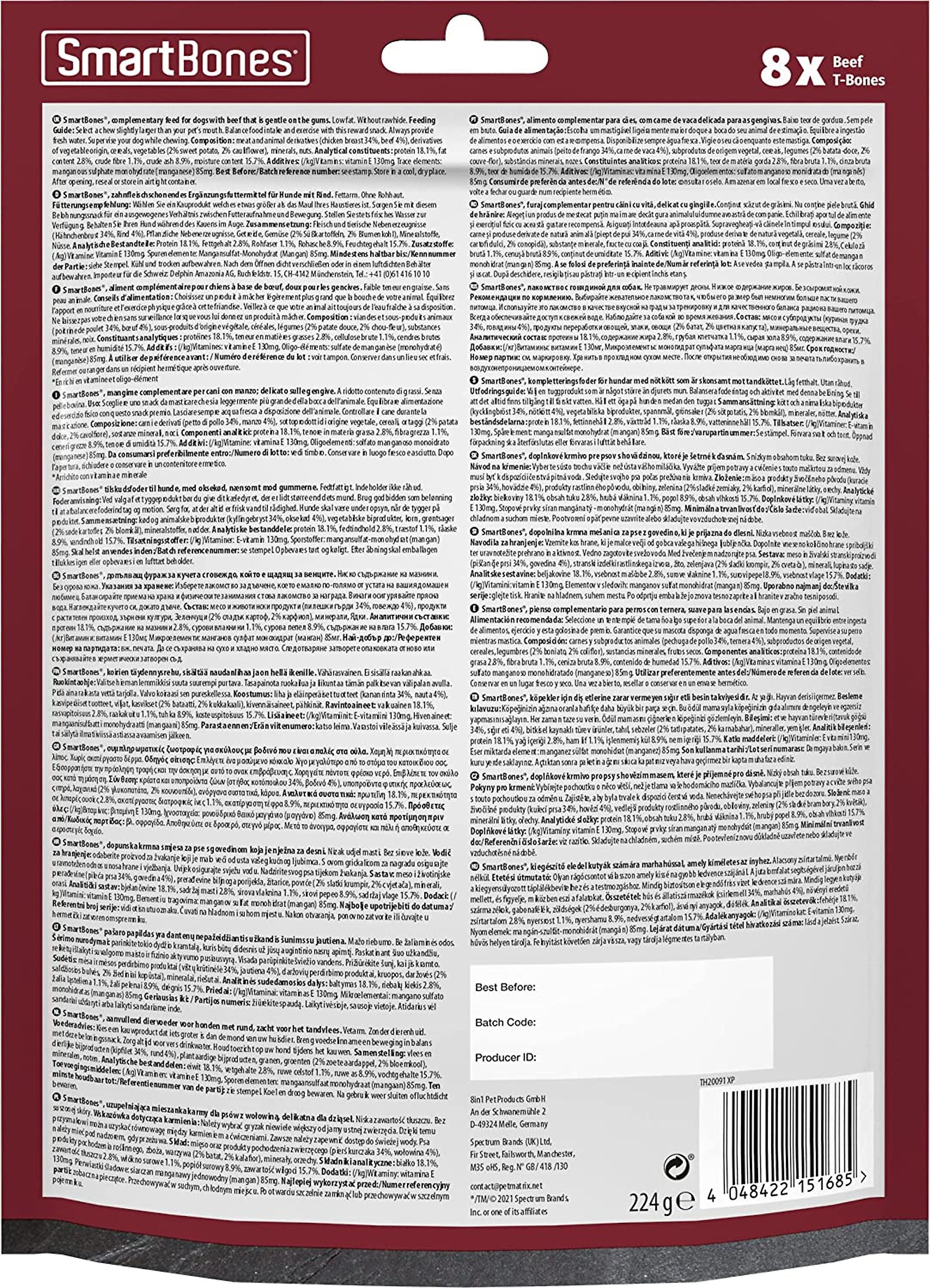 SmartBones BBQ Beef T-Bones Dog Chew | Fruugo UK