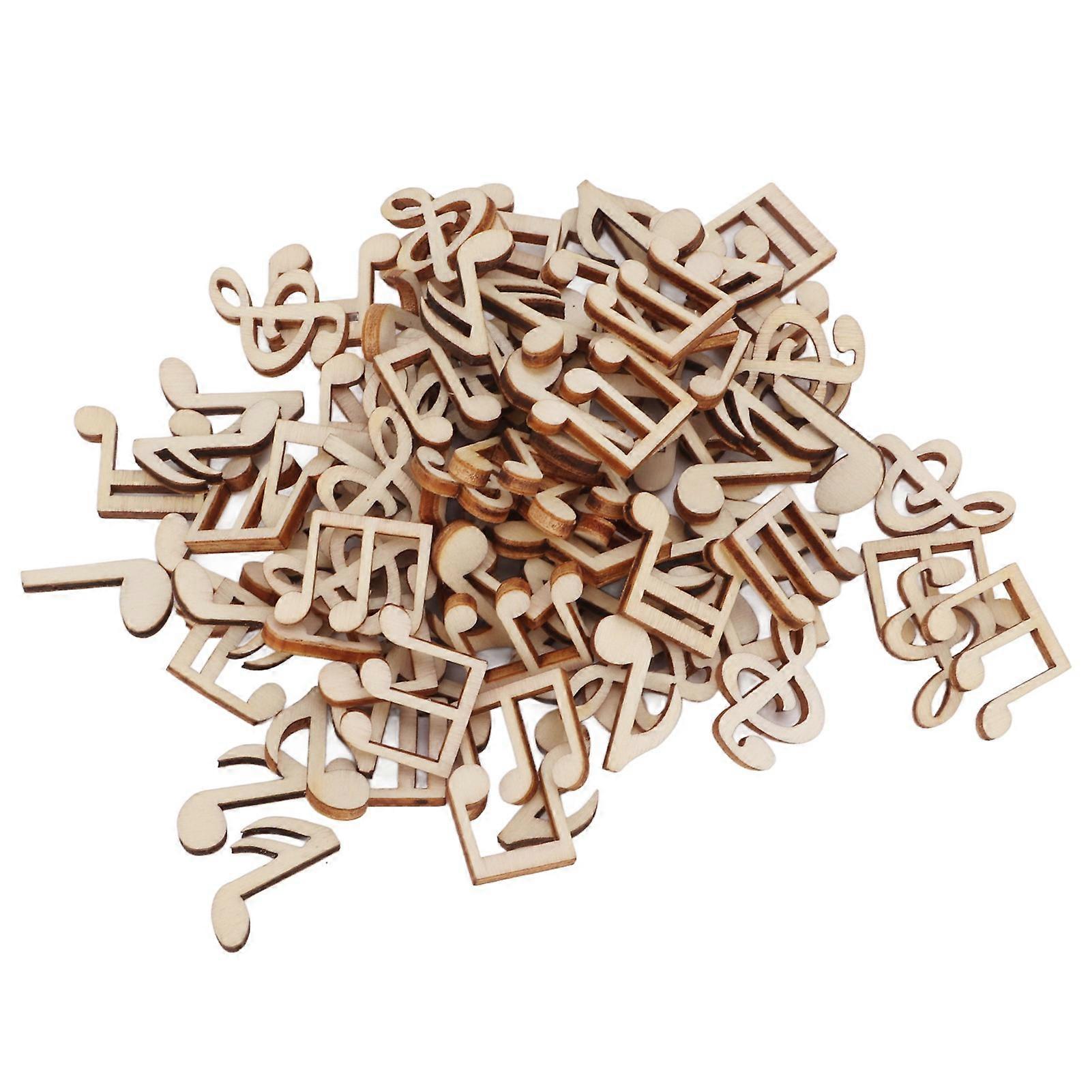 100Pcs Musical Note Wood Pieces Unfinished Easy Painting Stimulate ...