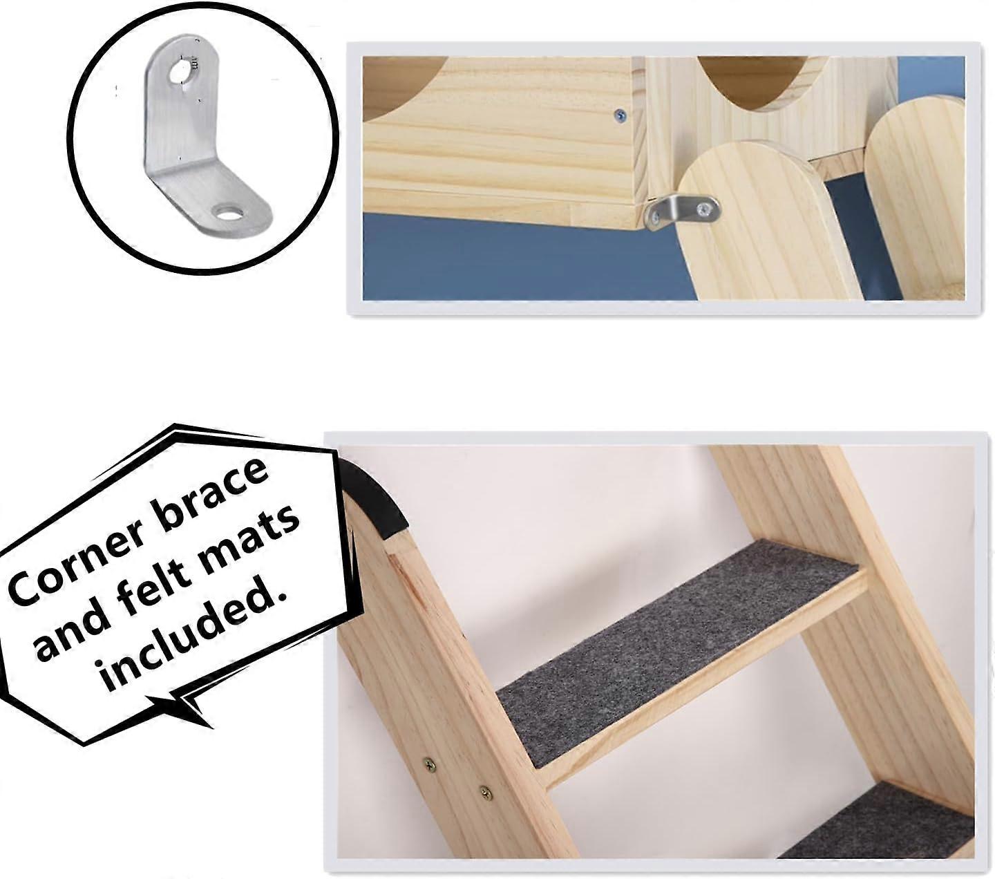 Solid Wood Cat Ladder for Indoor Cats and Small Medium Dogs 31.5 Inches ...