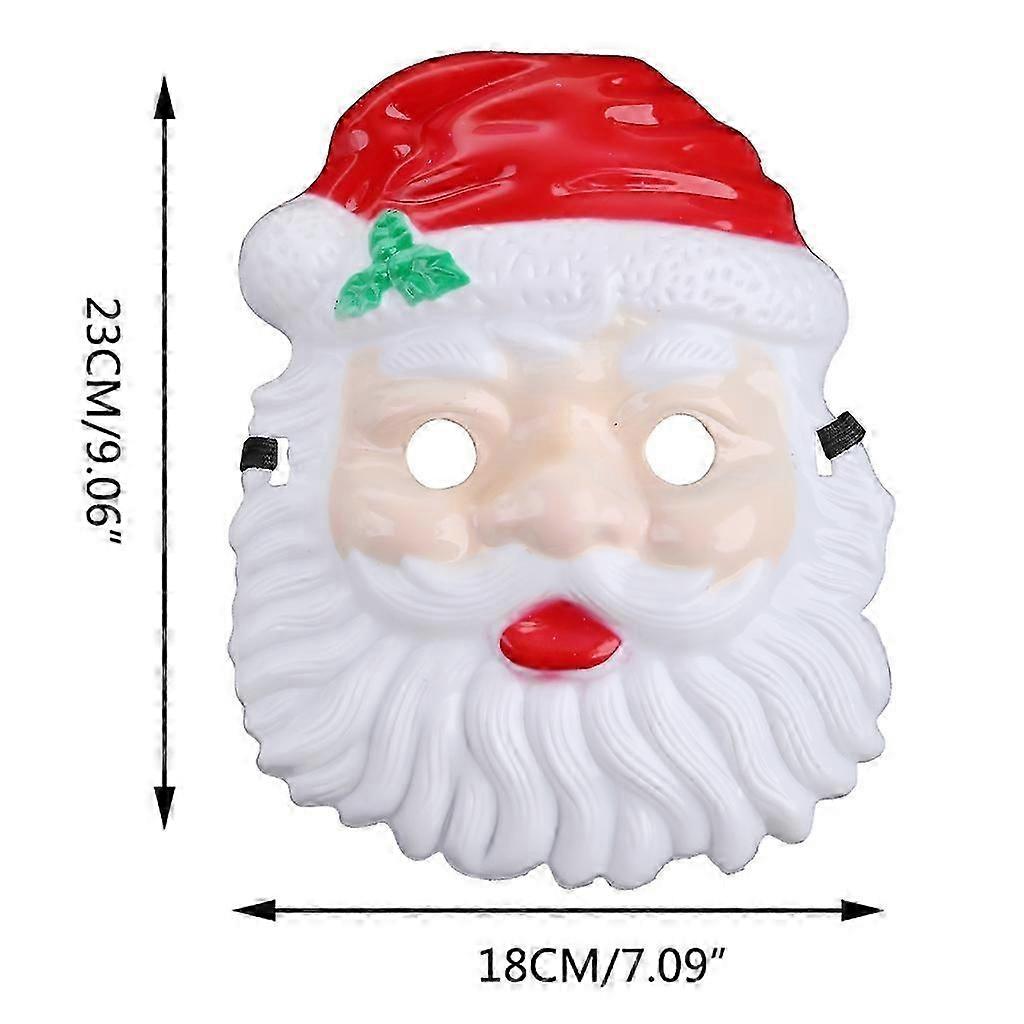 Santa Claus Full Face Mask White Hair Beard Red Cap Plastic Unisex ...