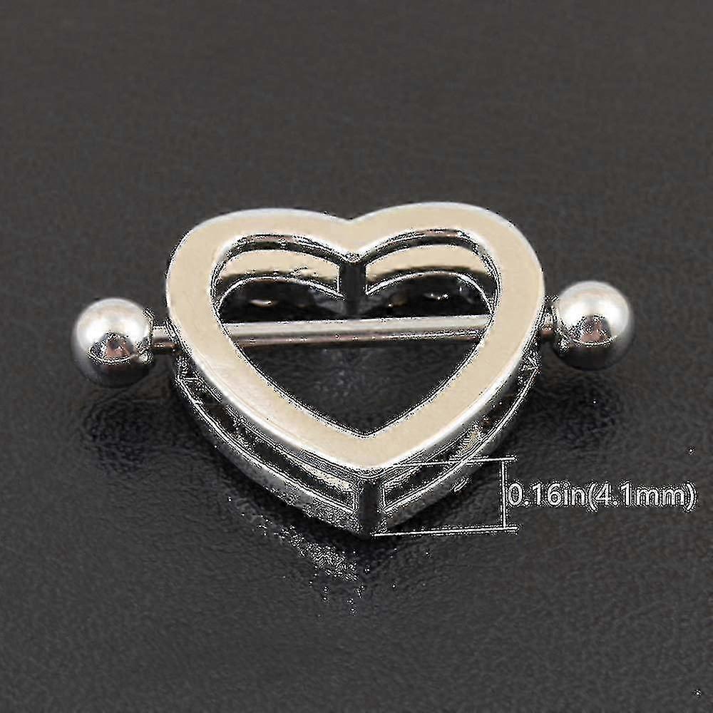 316L Stainless Steel Heart Nipple Rings - 14g Two-Layer Barbell for HK | Fruugo UK