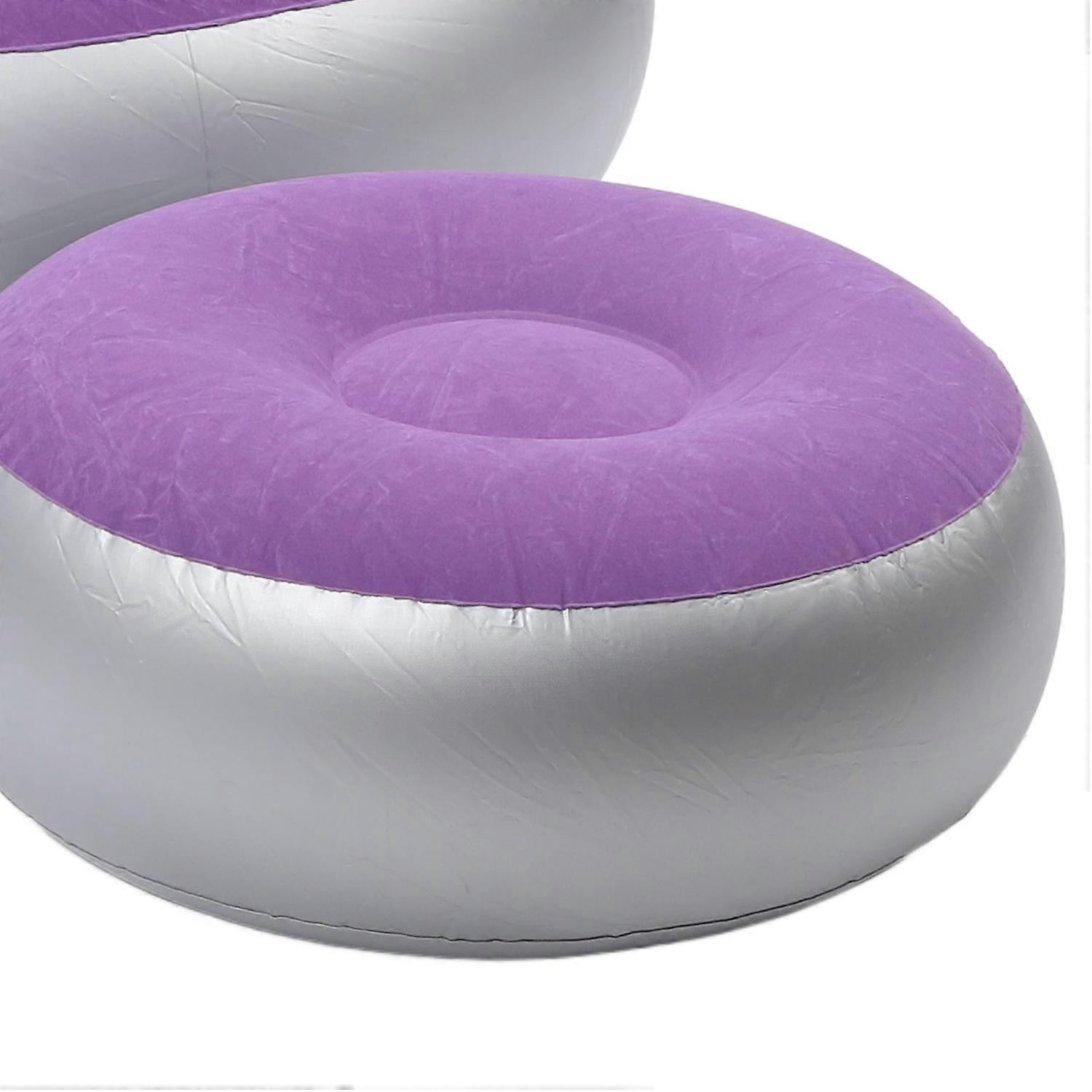 Inflatable Lounge Chair with Foot Stool PVC Flocking Folding Inflatable ...