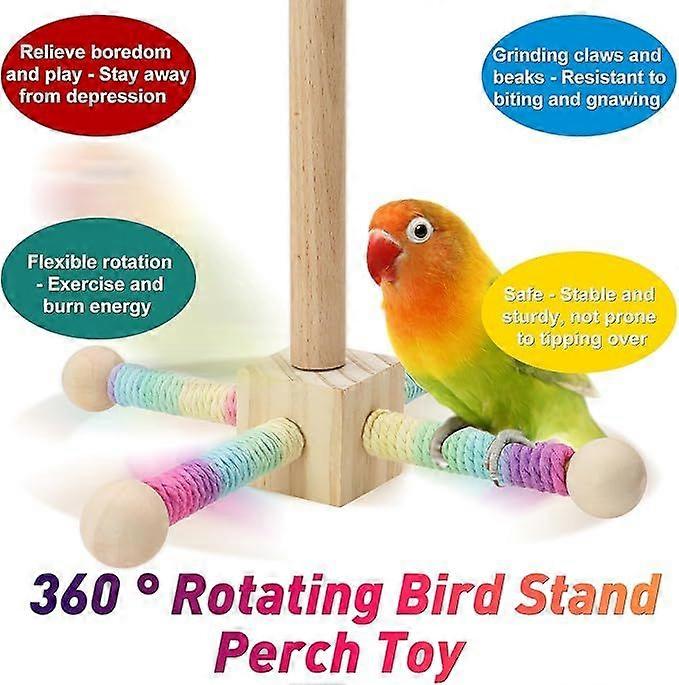 Bird Stand Perch Toy, 360 Rotating Bird Perch Toy Cage Accessories ...