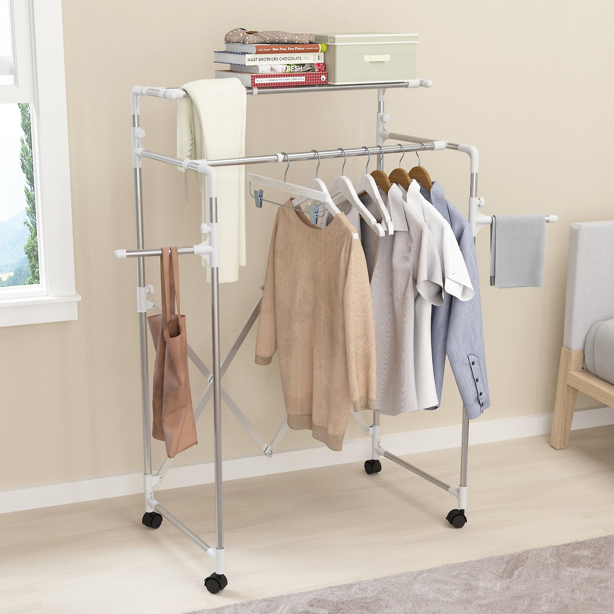 Hyfive Extendable Garment Rail Rack Collapsible Clothing Clothes Rail ...