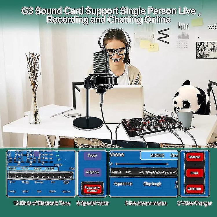 Podcast Microphone Sound Card Kit, Professional Studio Capacitor ...
