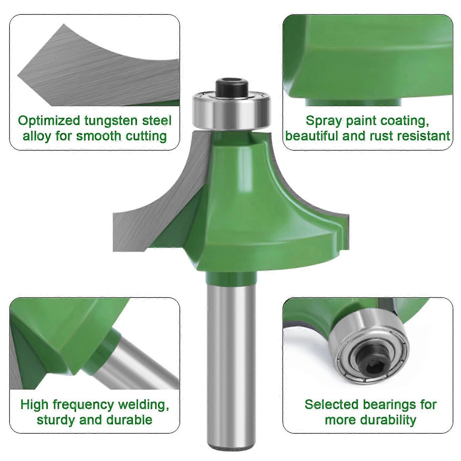 nice Set of 6 Wood Router Bits 8 mm, Quarter Round Milling Cutter with ...