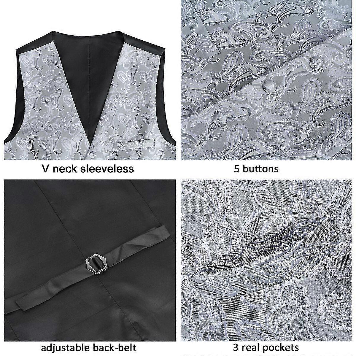 Allthemen Mens 3-Piece Vest Tie Set Wedding Paisley Jacquard Suit Vests ...