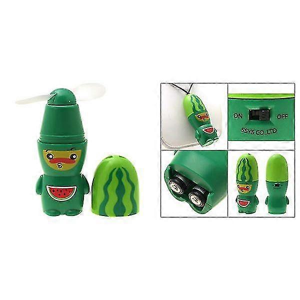 Portable Watermelon Pattern Battery Powered Mini Green Cooling Fan ...
