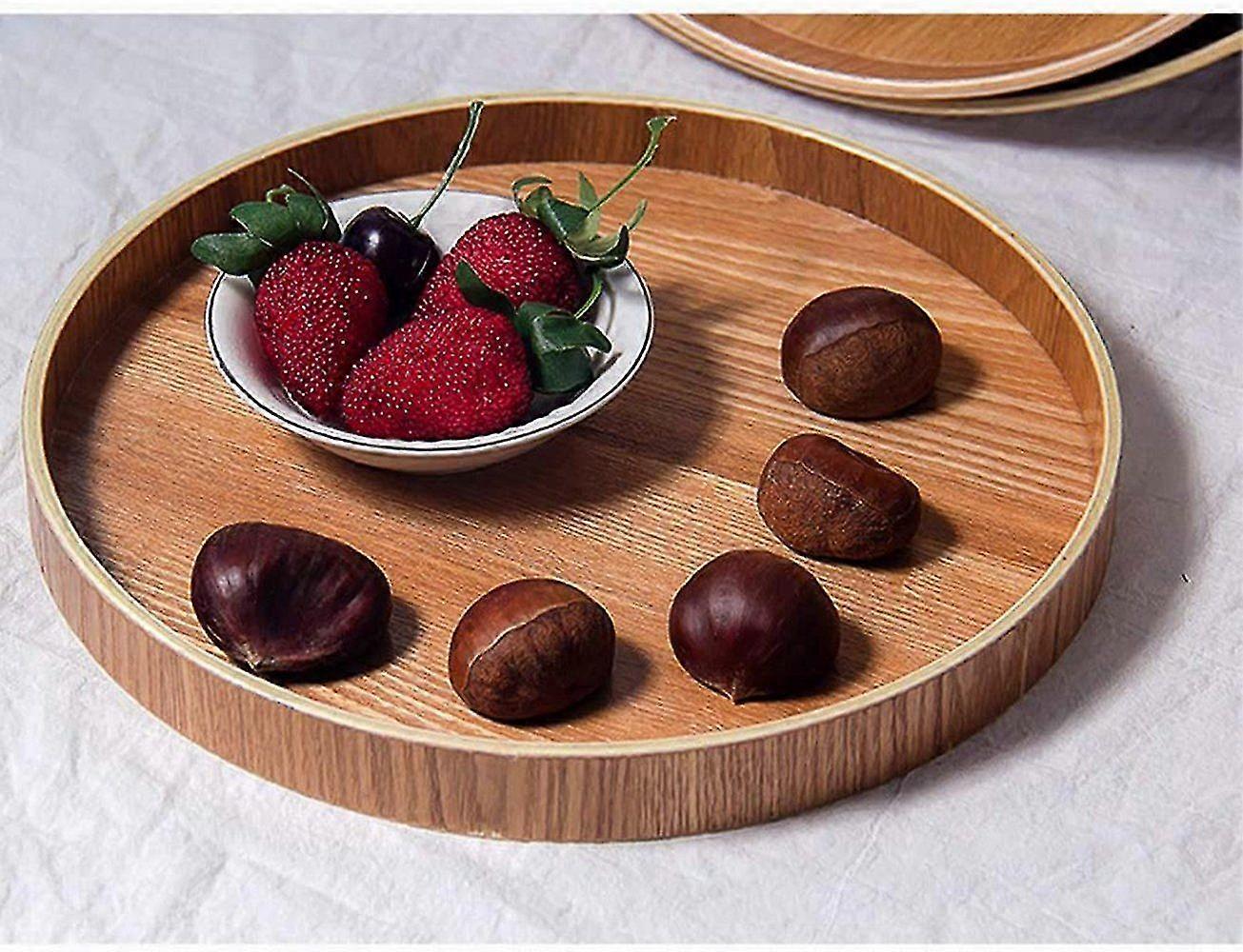 Round Wooden Serving Tray Serving Tray Small Glass Tray Decorative ...