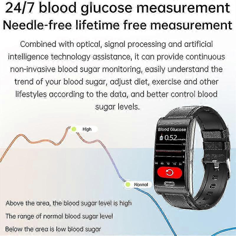 E600 Smart Watch Ecg Blood Sugar Men Non-invasive Blood Glucose Heart ...