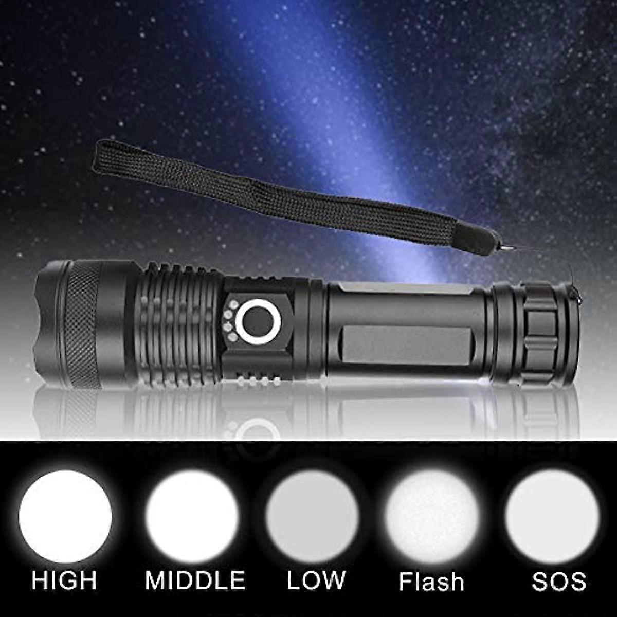 LED Torch Super Bright 5000LM XHP50 Rechargeable Torche 5 Modes ...