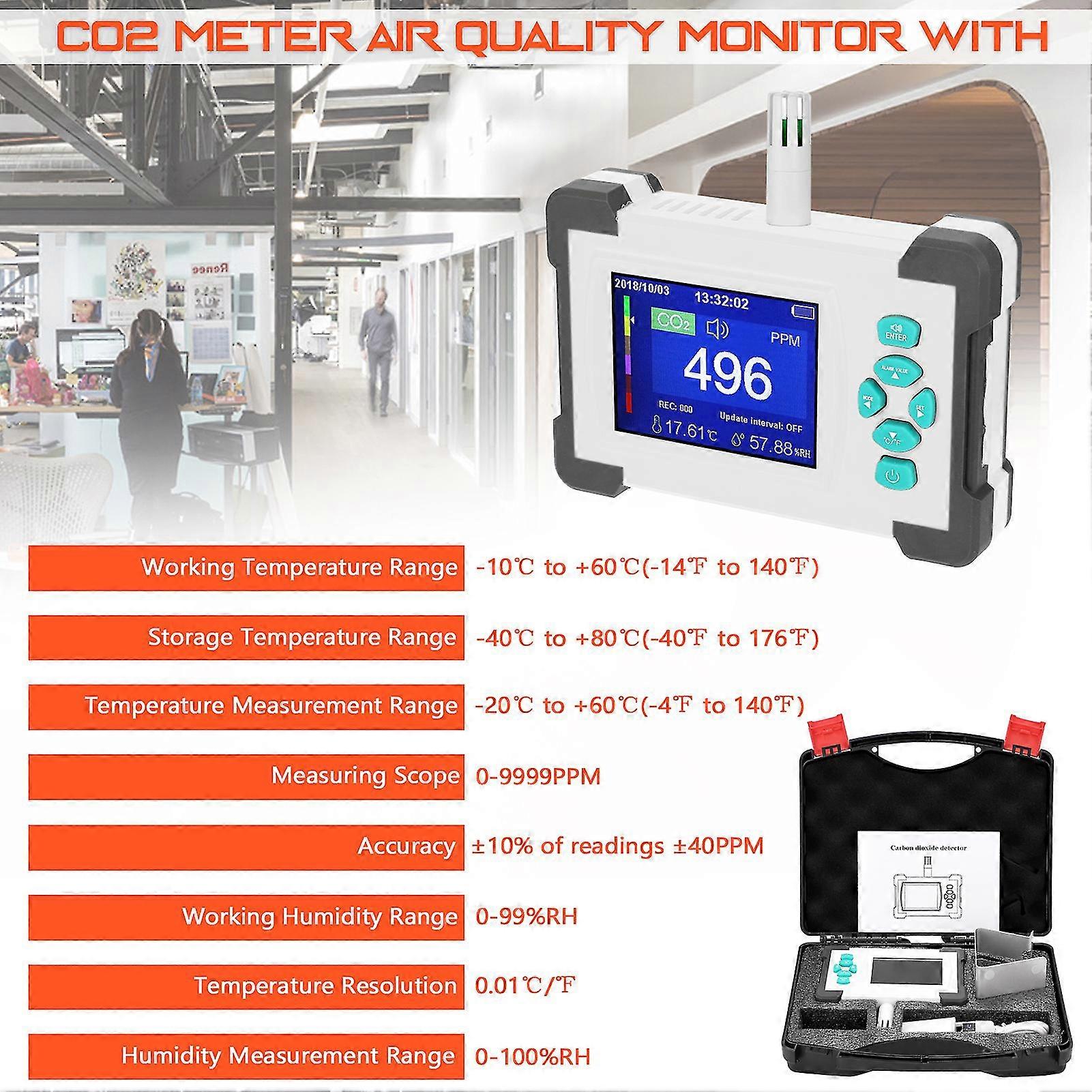 Portable Carbon Dioxide Gas Detector Useful Co2 Meter Multifunctional ...