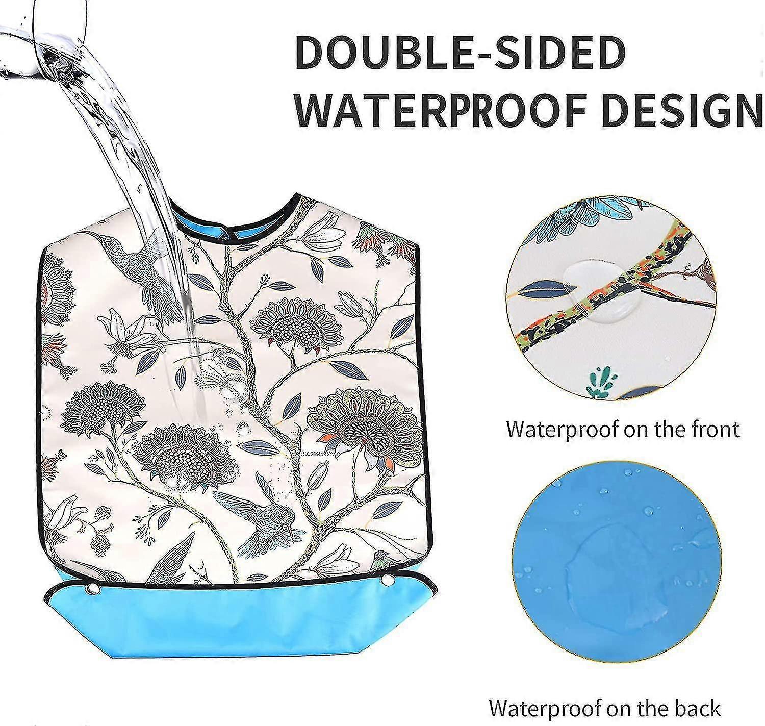 3 Pack Adult Bibs For Eating, Adult Bibs With Crumb Catcher, Washable ...