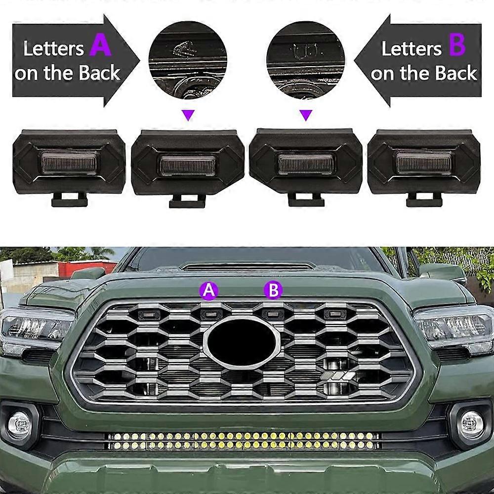 4PCS LED Front Grill Lights Compatible Toyota Tacoma Raptor TRD,White ...