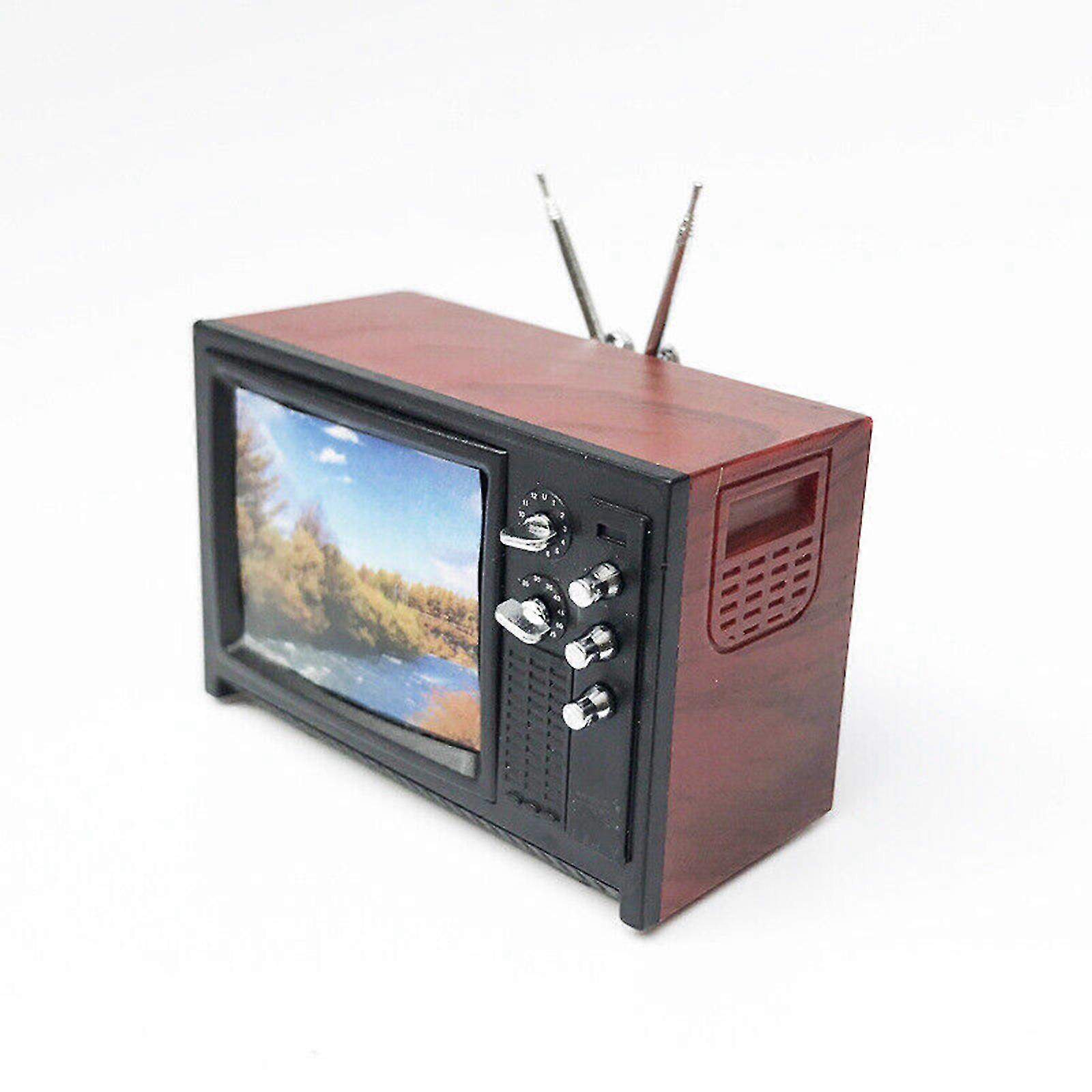 Miniature 1/12 Vintage Tv Mini Television Set Dollhouse Furniture ...