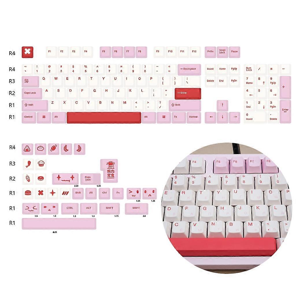 133Keys Keycaps CherryProfile Keycap PBT Pink RIM Theme for Girls Game ...