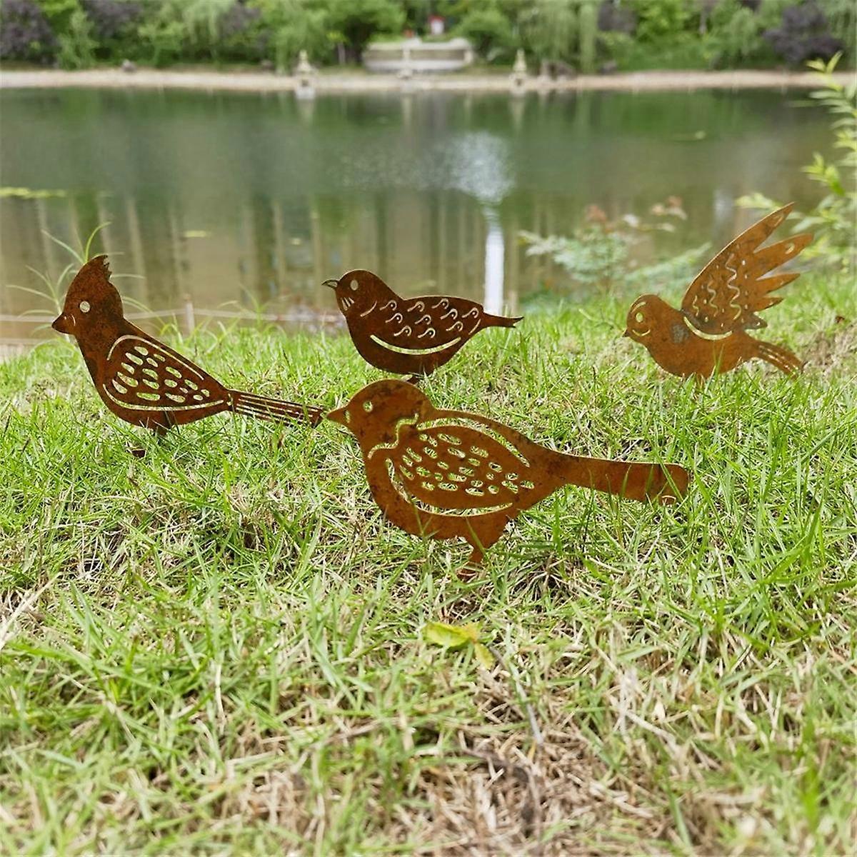 Rusty Birds Decoration, Metal Birds Statues Lifelike Patinas Metal ...