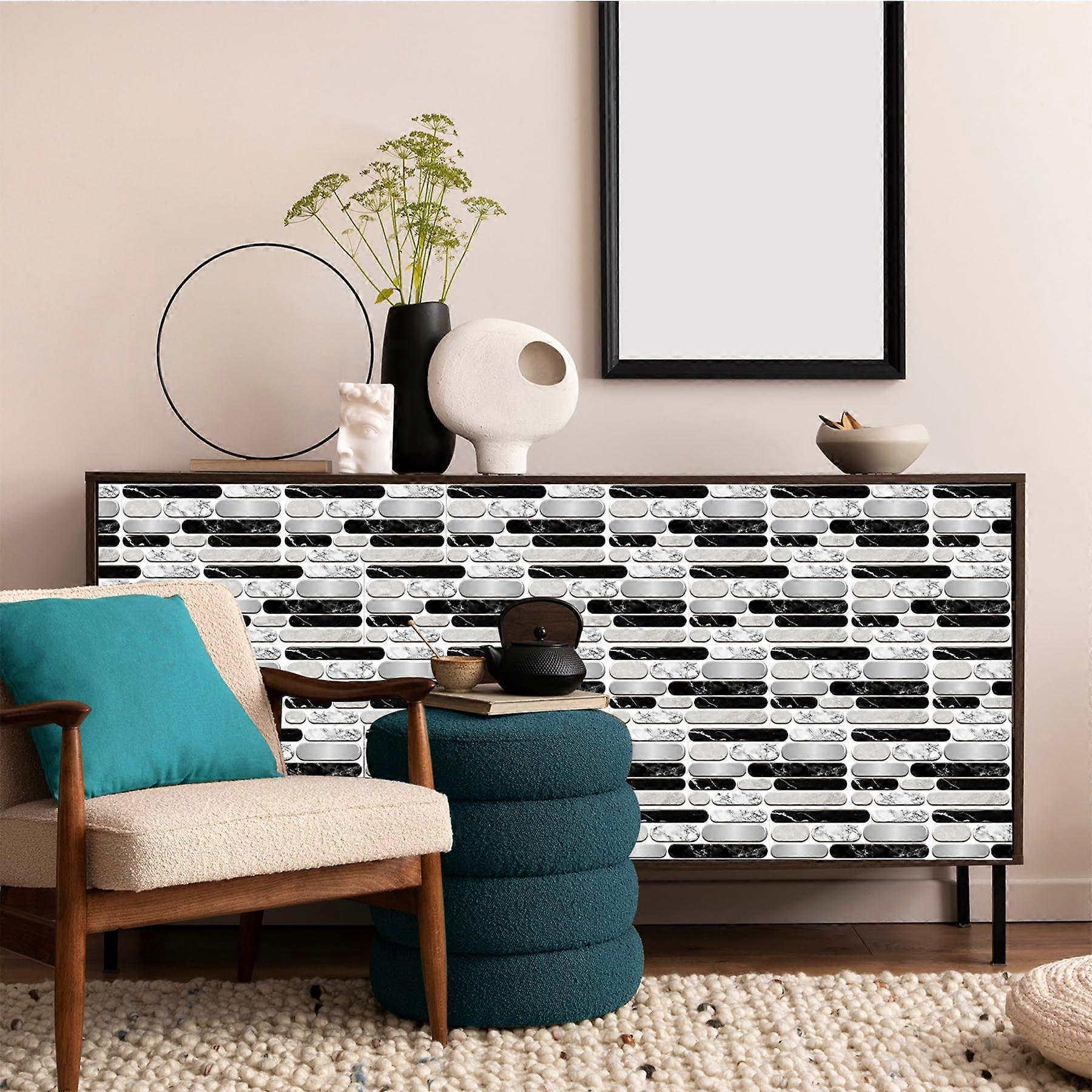 12 Sheets Tile Stickers, Peel and Stick Vinyl Backsplash Tiles Self ...