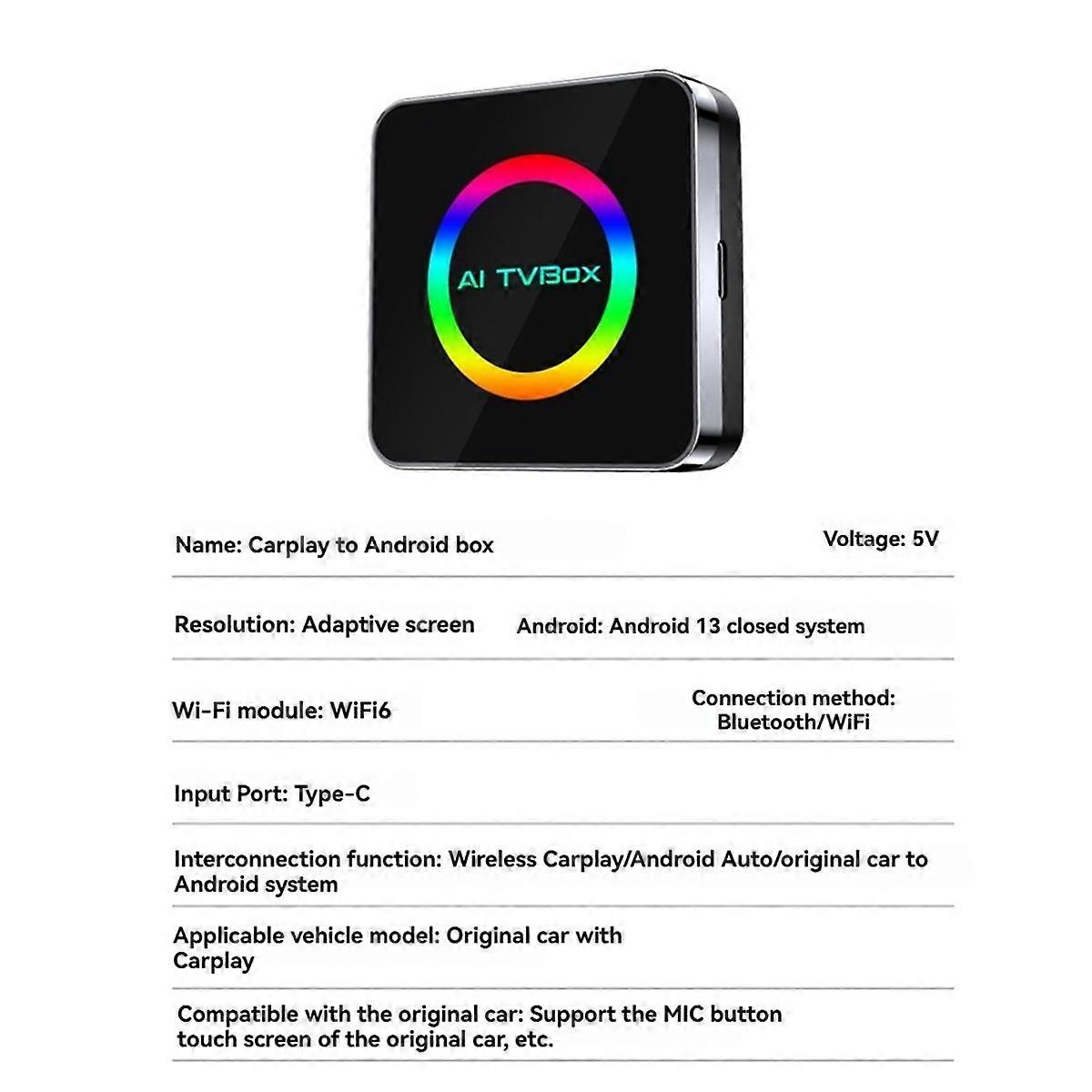 Android 13 Ai TVBox Ai Box Carplay WIFI6 2G+32G Wireless Carplay ...