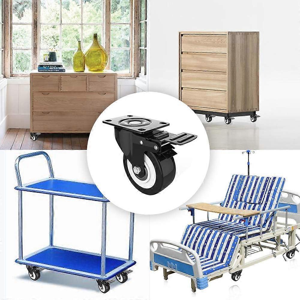 Set of 4 50mm Castors with Brake, 4 Pcs Swivel Castors for Furniture ...