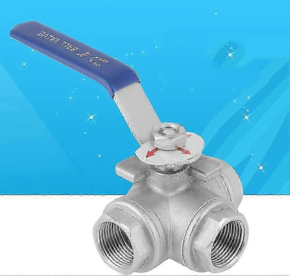3-Wege Kugelhahn Edelstahl SUS304 Rohr Dreiwege T-Typ Ventil Innengewinde 3/4"DN20 Mit Vinyl ...